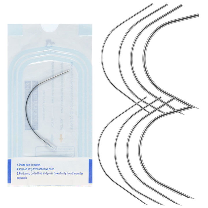 10pcs/Lot Curved Needle With Disposable Sterile Package Surgical Steel ...