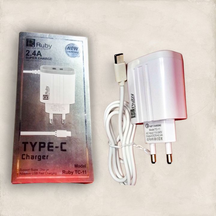 Ruby 2.4A Type-C Charger with 2 USB output | Daraz.pk