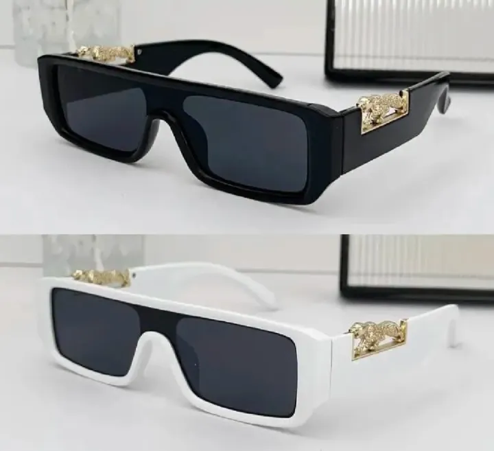 Trendy Rectangle Sun Glasses (Black/White) | Luxury Leopard Head Decor ...