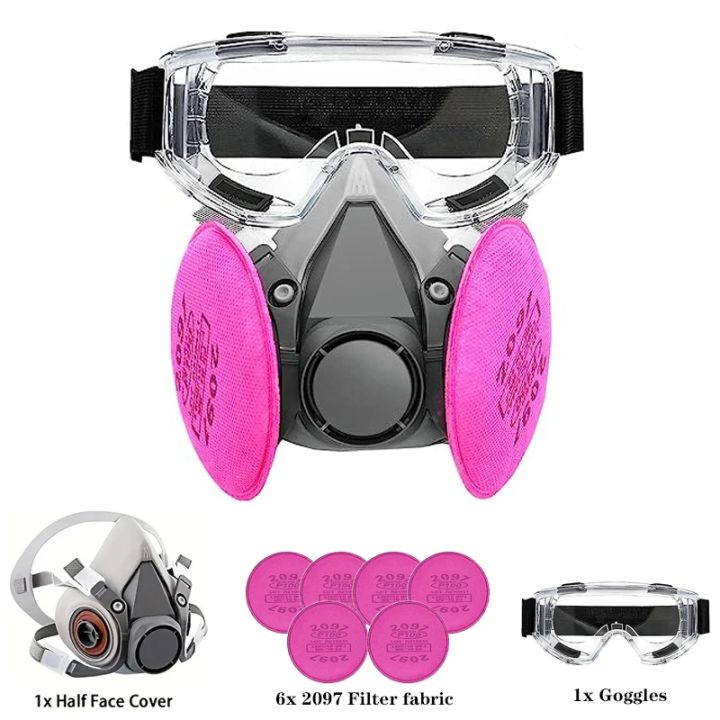 Reusable 6200 Respirator Gas Mask Half Face with 2097 Filter Goggles ...