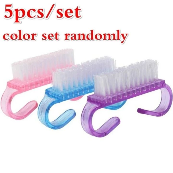 5 Pcs/set Color Random Hot Sales Nail Cleaning Clean Brush Tool File ...