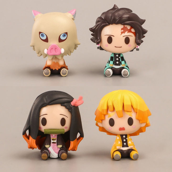 4PCS/Set Anime Demon Slayer Nezuko Tanjirou Zenitsu Inosuke Mini ...