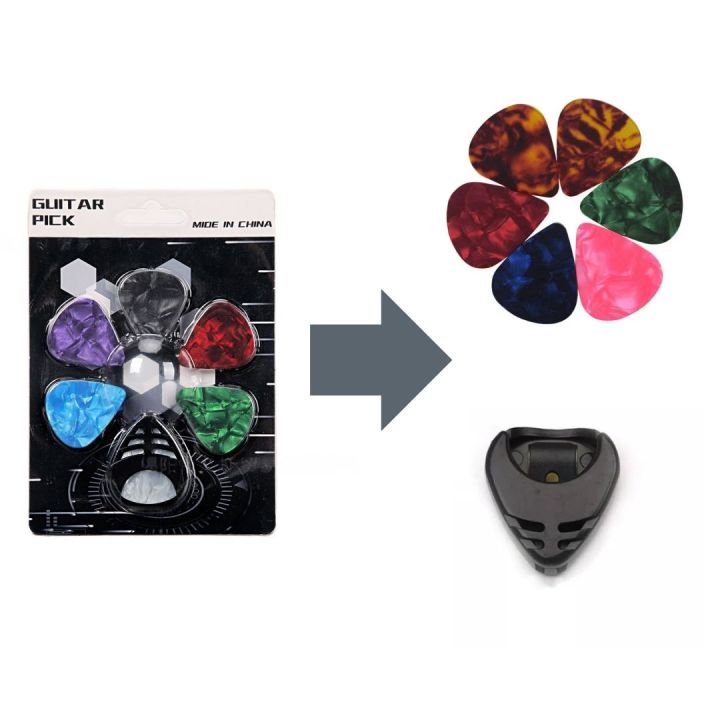 6pcs Guitar Picks 1pc Pick Holder Combo Pack | Daraz.com.bd