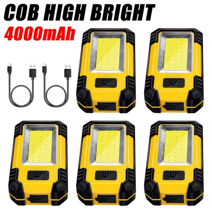 1-5PC COB Worklight USB Rechargeable LED Flashlight Power Bank 18650 ...