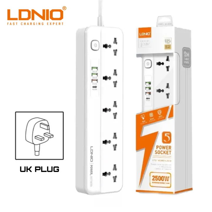 LDNIO Multi Function Power Strip Extension Cord With 5 Power Sockets ...