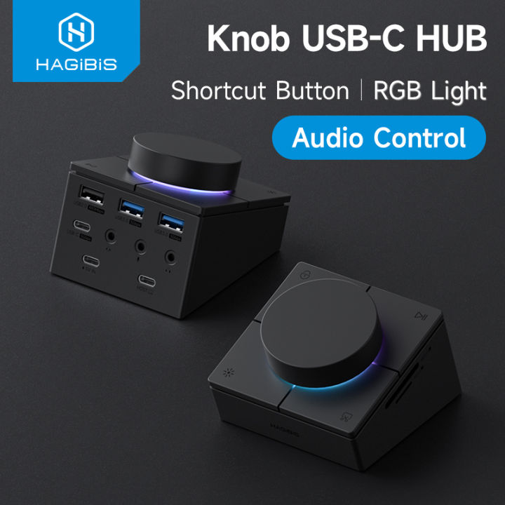 Hagibis Knob USB C Hub With Shortcut Buttons Type-C Docking Station ...