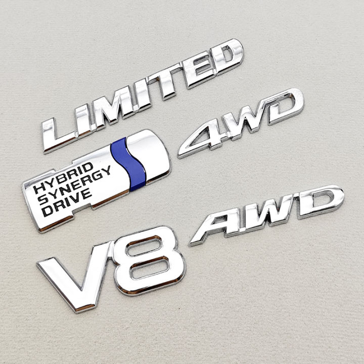 3D Metal Car Sticker Logo 4WD AWD V8 Fender Side Badge Rear Trunk ...
