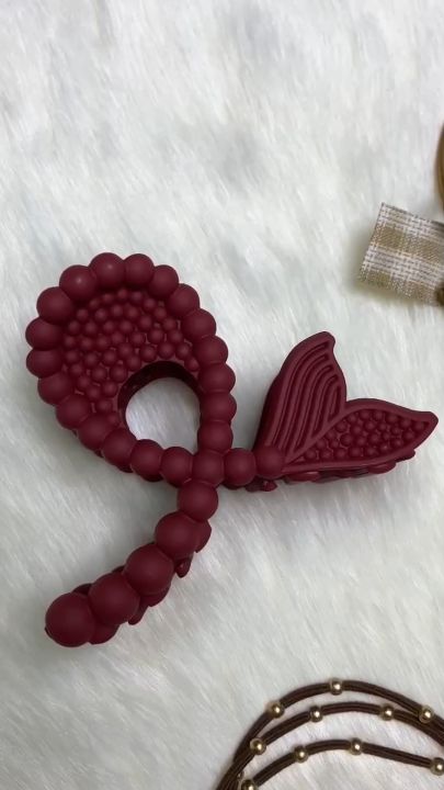 1 Piece Textured Silicone Hair Clip | Mermaid Tail Design | Soft Grip ...