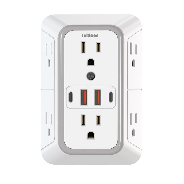 US Plug Power Strip with 6 AC Outlets 4 USB Port(2 Type C), Multi ...