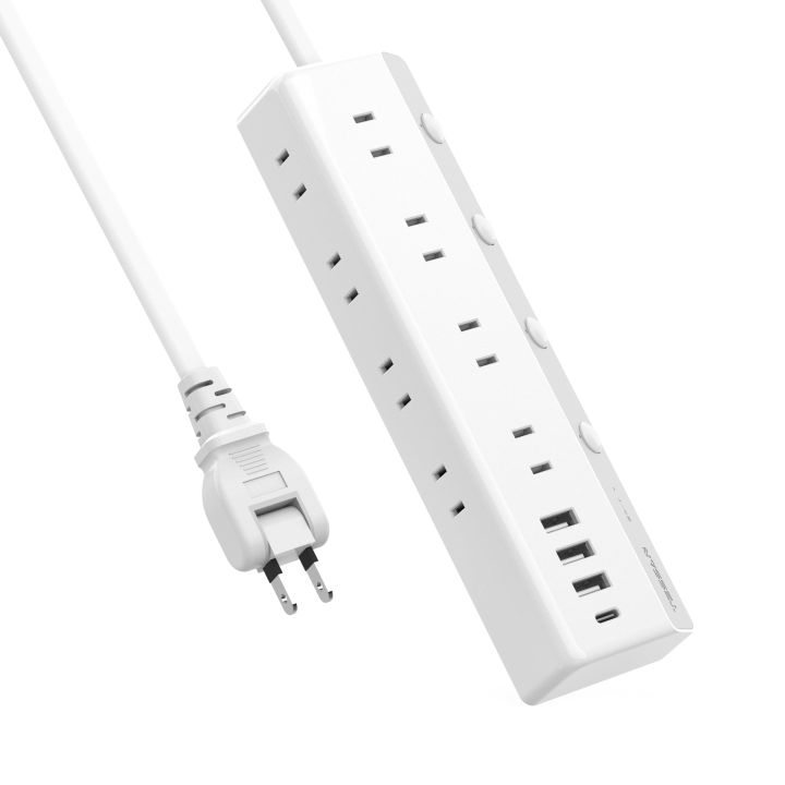 TESSAN Multiple Socket Power Strip with 8 Outlets 3 USB 1 Type C 4 ...