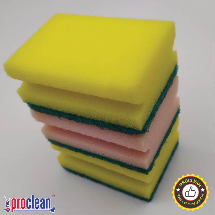 PROCLEAN COLORFUL GRIP SPONGE SCOURER 6 Pcs Pack | Daraz.com.bd