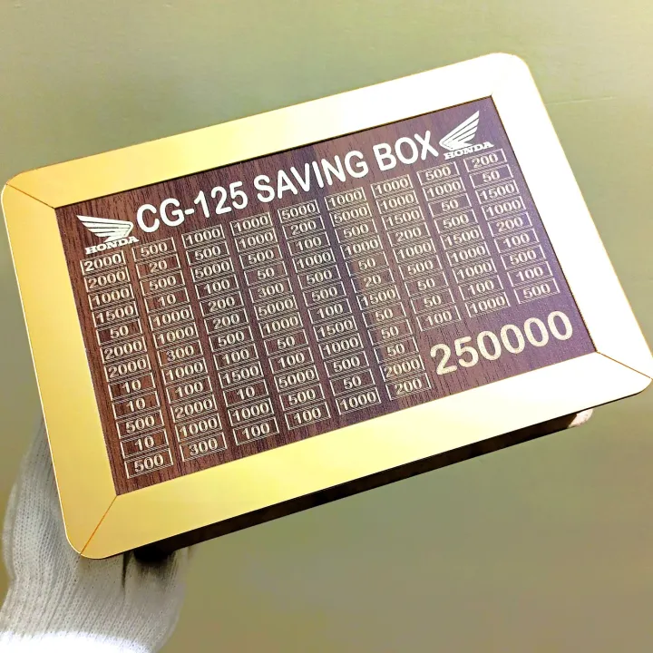 Wooden Bike Saving Box & Umrah Saving Box | Golden Acrylic Target ...