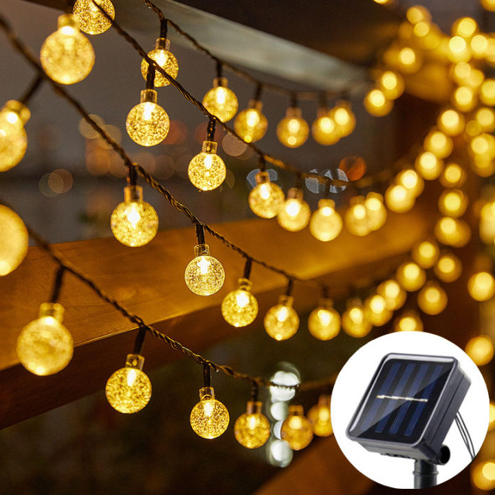 20/50/100 LED 8 Modes Solar Crystal Ball String Light,Outdoor ...