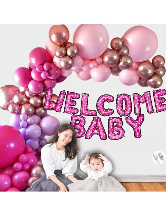 New Born Baby Welcome Decorations for Girls - Pink Welcome Home Baby ...