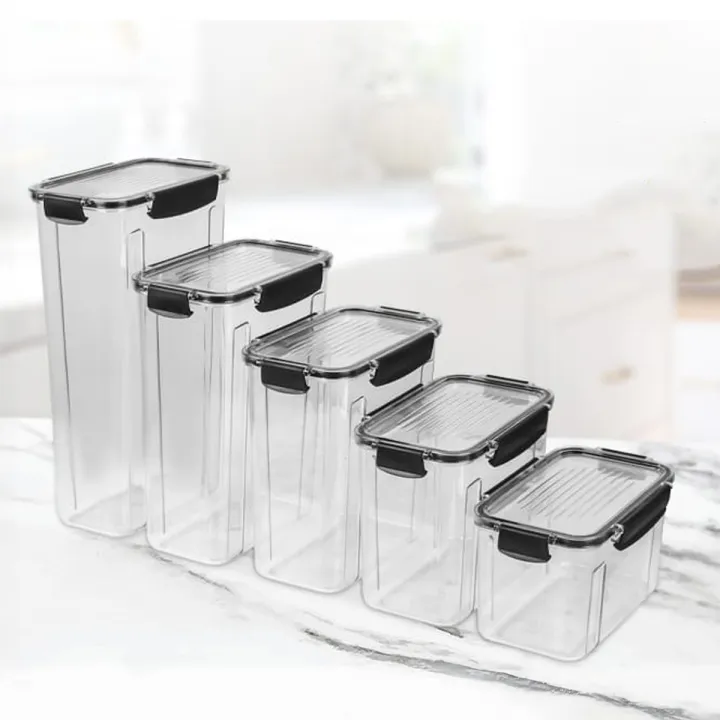 Airtight Plastic Kitchen Storage Containers Set with Lids Stackable ...