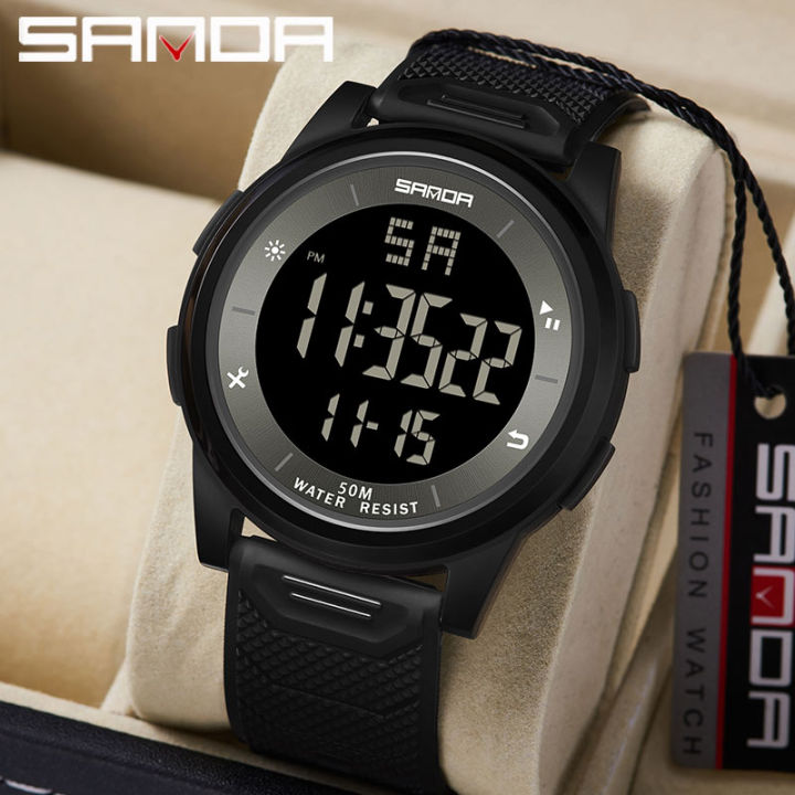 SANDA Fashion Simple Sport Watches Men Military LED Digital Watch Alarm Clock Chronograph 50M ...