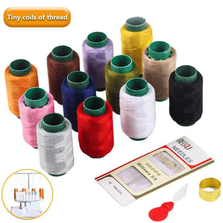 12 Color Sewing Thread Kit, Needle and Polyester Threads Small kit ...