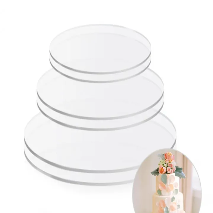 4/6/8/10inch Acrylic Round Cake Disc 2pcs Cake Board Reusable Happy ...