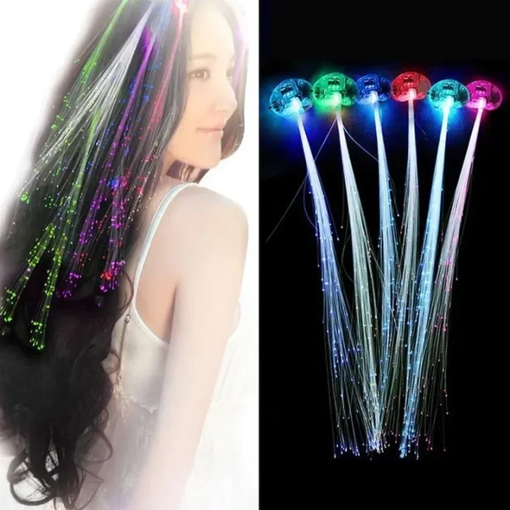 2 Pack LED Fiber Optic Glow Multicolor Hair Clips LED Hair Lights ...