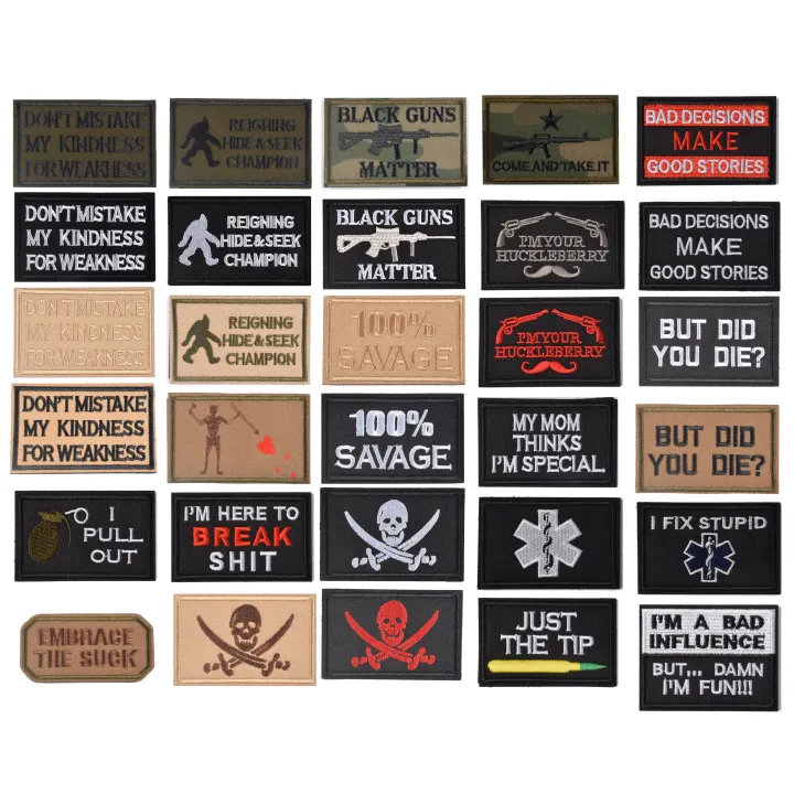 Set of 2 Tactical Patches 3D Embroidered Cloth Badges Morale Appliques ...