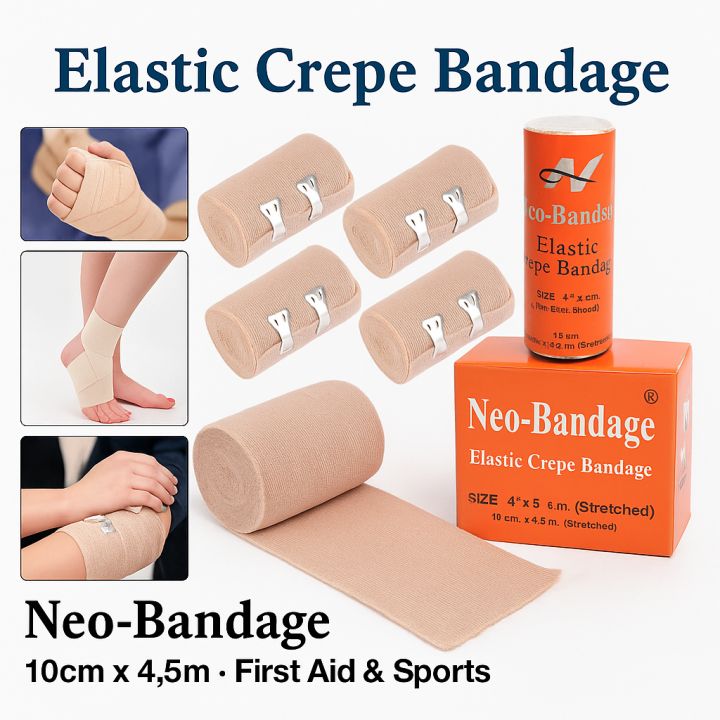Elastic Crepe Neo Bandage 10cm x 4.5m – Premium Compression Wrap for ...