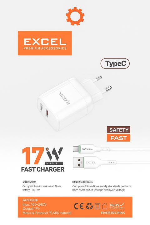Excel E400 Type-C 17W Fast Charger – Super Safety & Ultra Speed | Daraz ...