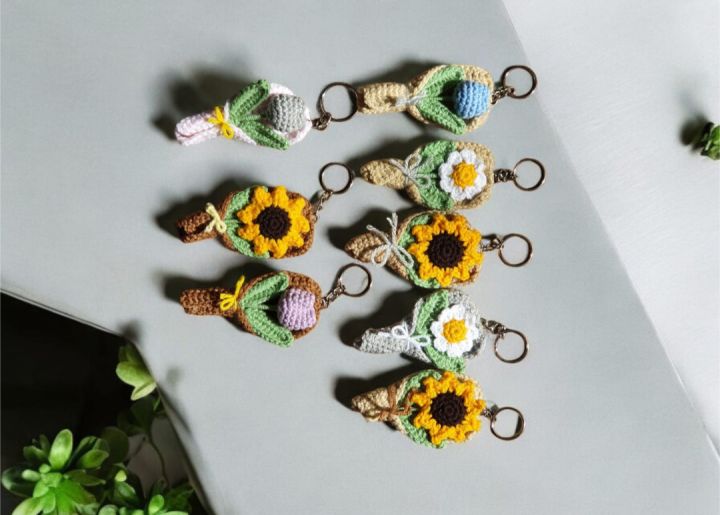 Different handmade crochet keychains with random colors | Daraz.pk