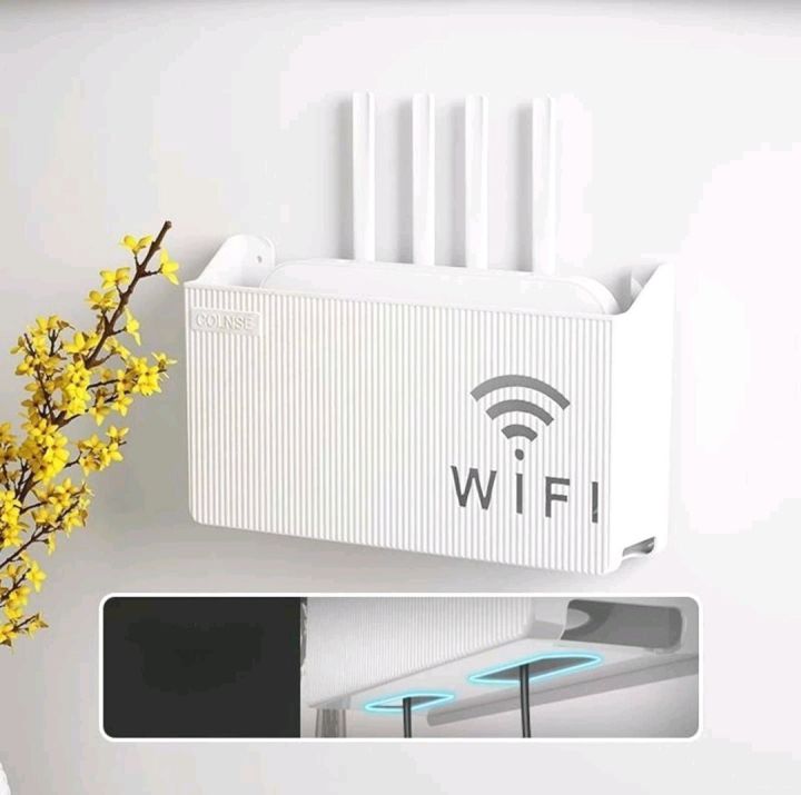 Router Storage Box Wall-mounted Plastic Cable Power Bracket Box Home ...