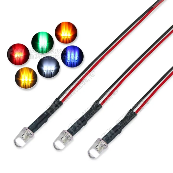 10PCS DC 3V 6V 12V 24V Pre Wired 5mm LED Light Lamp Bulb Prewired ...