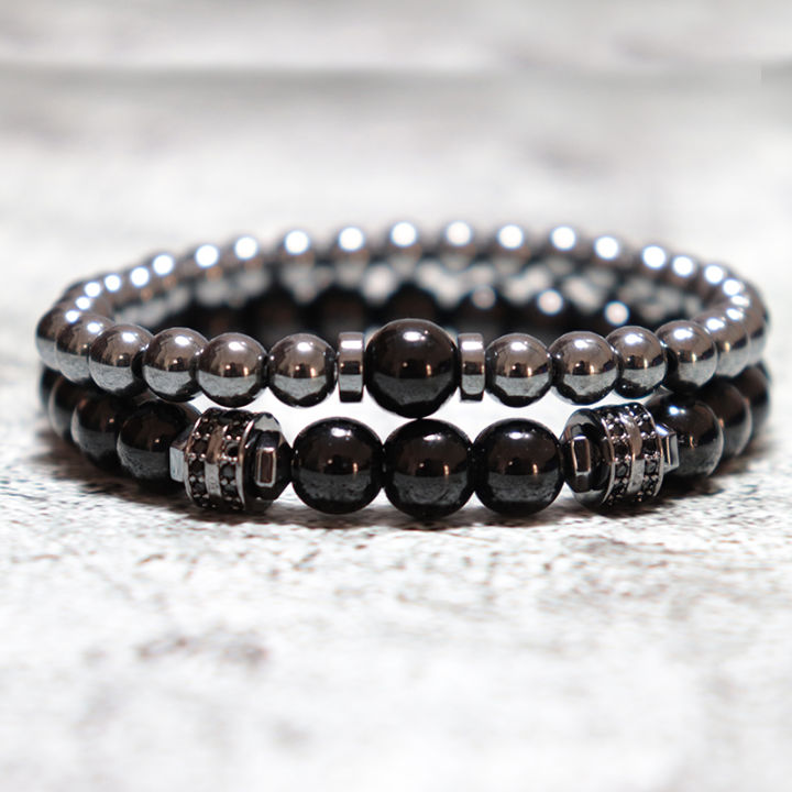 New In Unique Men Bracelet Set Luxury Black Zirconia Braclet Homme ...