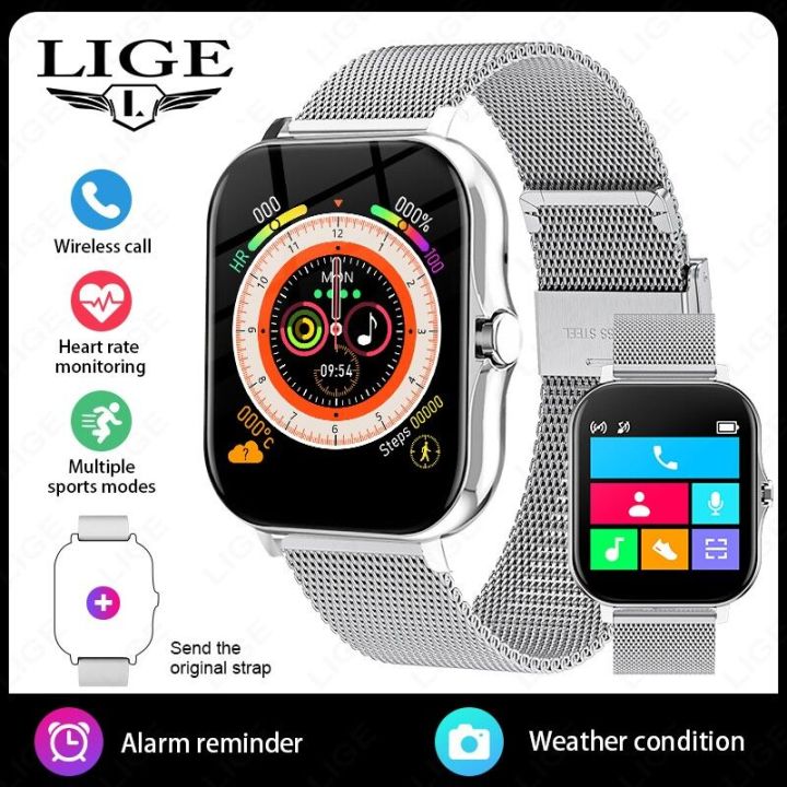 LIGE Women Smart Watch Men Full Touch Screen Heart Rate Fitness Tracker ...