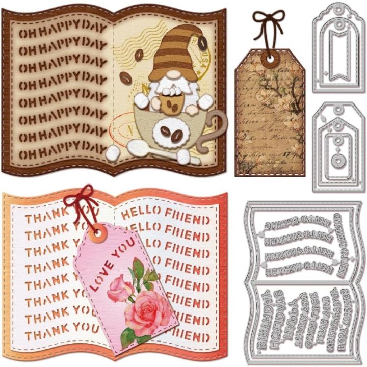 2pcs Book Page Bookmark Frame Cutting Dies for Card Making Greetings ...