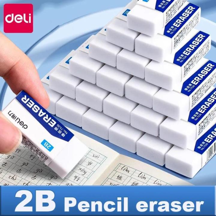 Deli 5/10pcs 2B Eraser Clean and Mess Free Student Exam Office Sketch ...