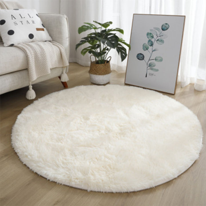 Super Soft Plush Round Rug Mat Fluffy White Carpets For Living Room ...