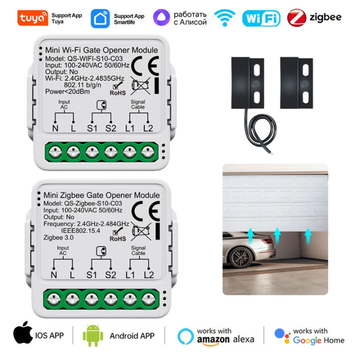 Tuya WiFi /Zigbee Smart Garage Door Opener Controller Switch module ...