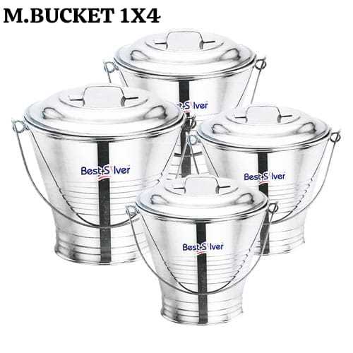 4PCS Mudi Bucket Stainless Steel Food Storage With Lip | Daraz.lk