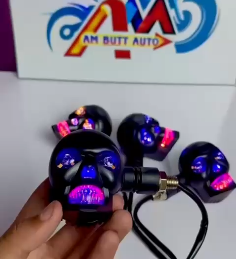 Bold Skull Head LED Motorcycle Turn Signals – Unique Multi-Color ...