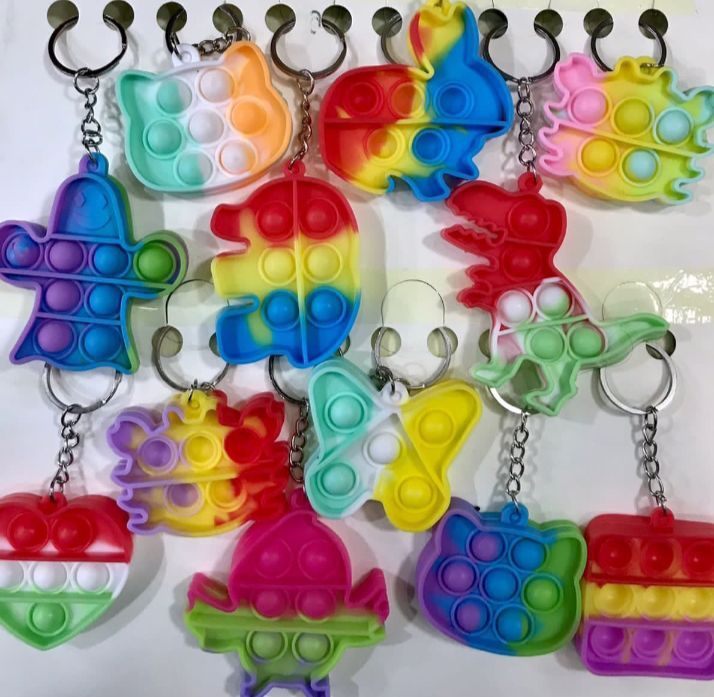 1PCS Pop it Keychain Anti Stress Toy Push Bubble Pop Fidget Keychain ...