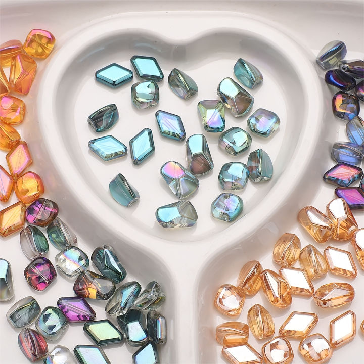 20Pcs Mix Glass Irregular Beads Charm Twist Square Shape Crystal ...