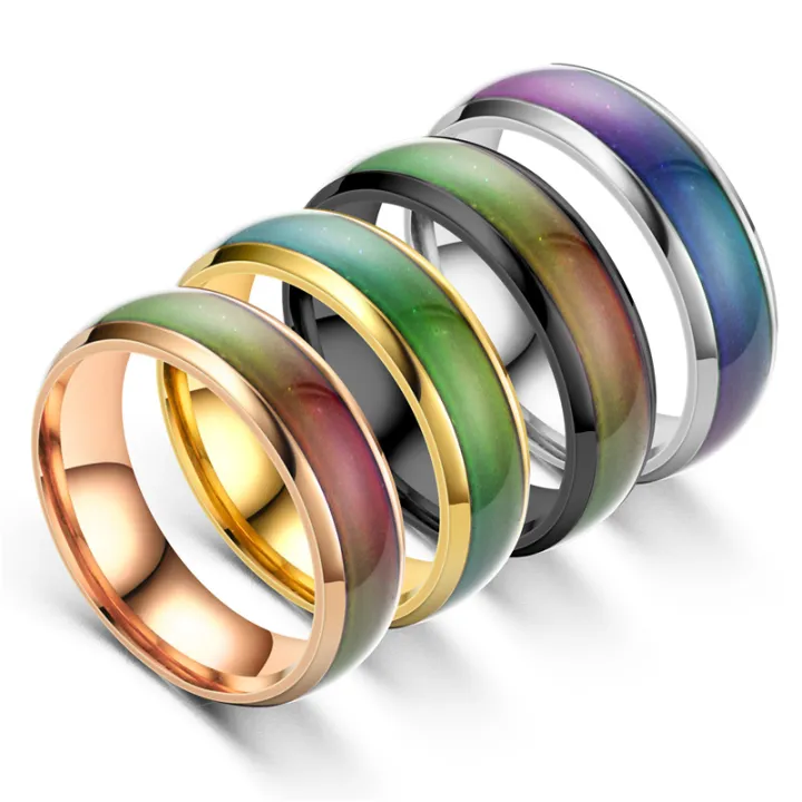 5 Colors Stainless Steel Changing Color Rings Mood Emotion Feeling ...