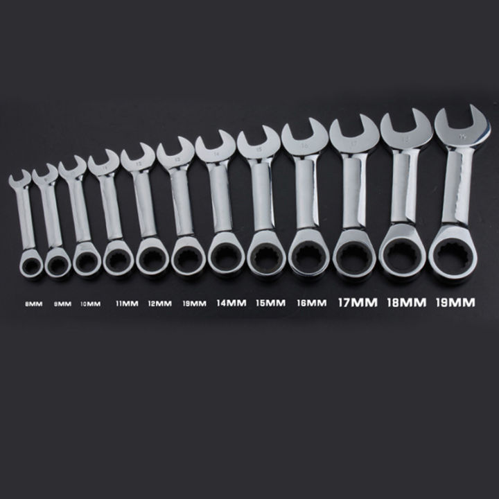 8-19mm Short Handle Ratchet Handle Wrench CR-V Combination Wrenches ...