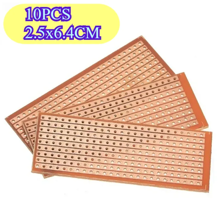 10PCS 2.5*6.4cm Single Side PCB Board Single Row Continuous Hole 2.5*6 ...