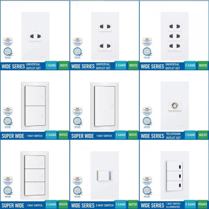 1, 2 wide Series switches/outlets, 3 Gang 3 way electrical power socket ...