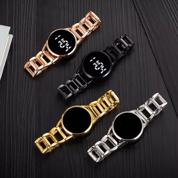 Luxury women’s stainless Steel Strap Round Screen Novelty Snap Bracelet ...