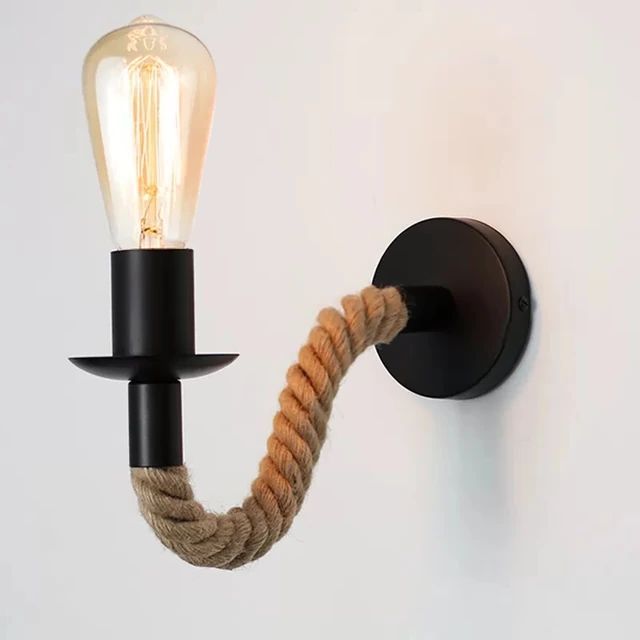 Rope Wall Light Retro E27 Decoration Interior Bedside Light Dining Room ...