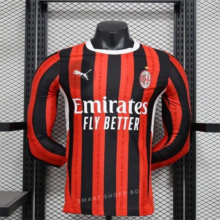 Ac milan new premium home kit 2024 jersey full sleeves | Daraz.com.bd