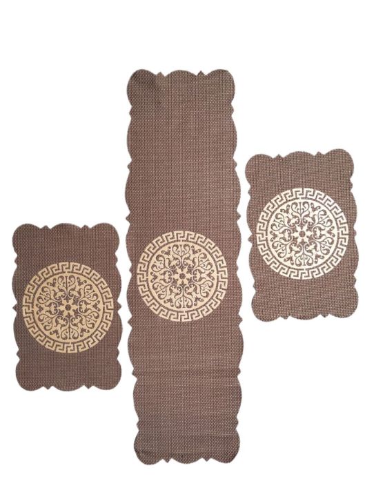 3 PCs Jute Table Mats Set Dressing Table Mat Center Table Mats Runner ...