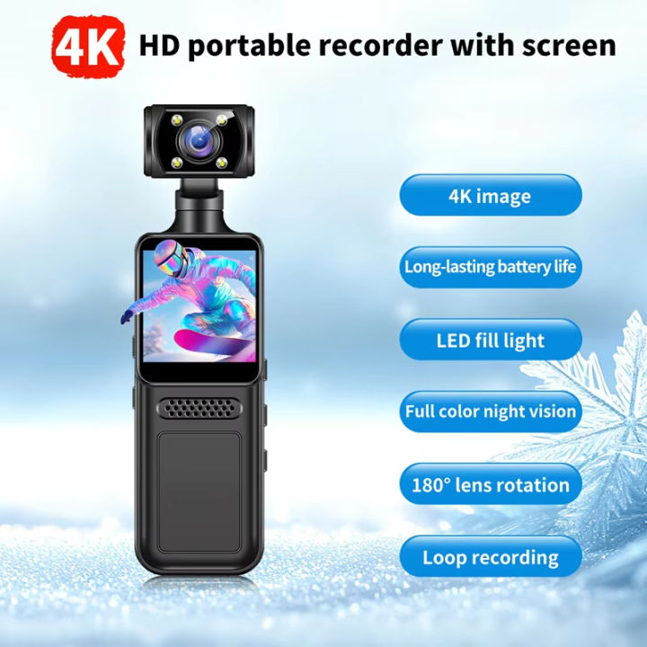 New Handheld 4k Hd 180 ° Rotating 1080P Mini Portable Camera Wearable ...