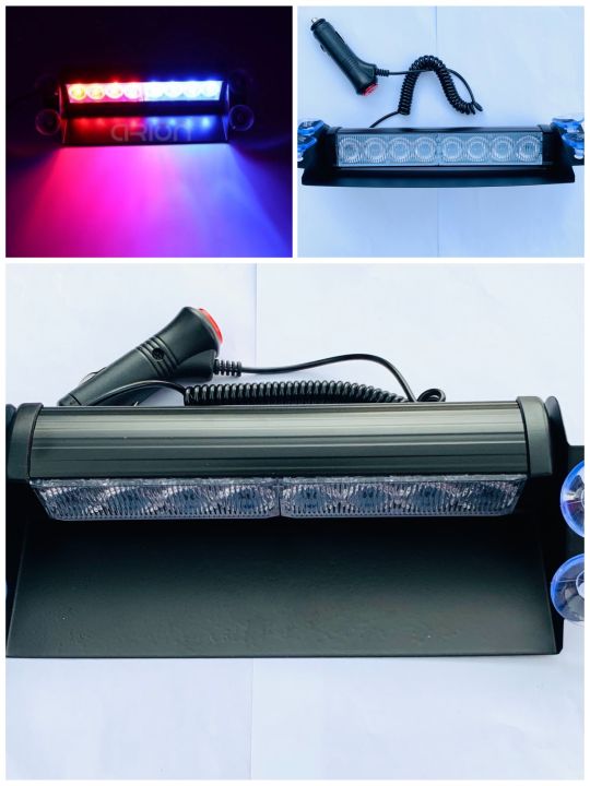 VIP Light 12V 8 LED Red/Blue Car Strobe Flashing Light Dash Emergency ...