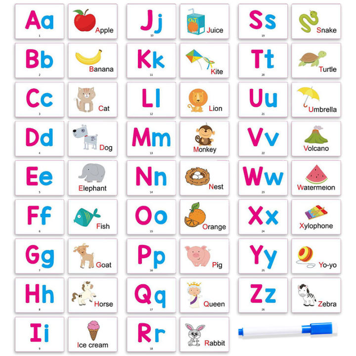 27 First Words Flashcards Alphabets ABC Animal Cards with 1 pen ...